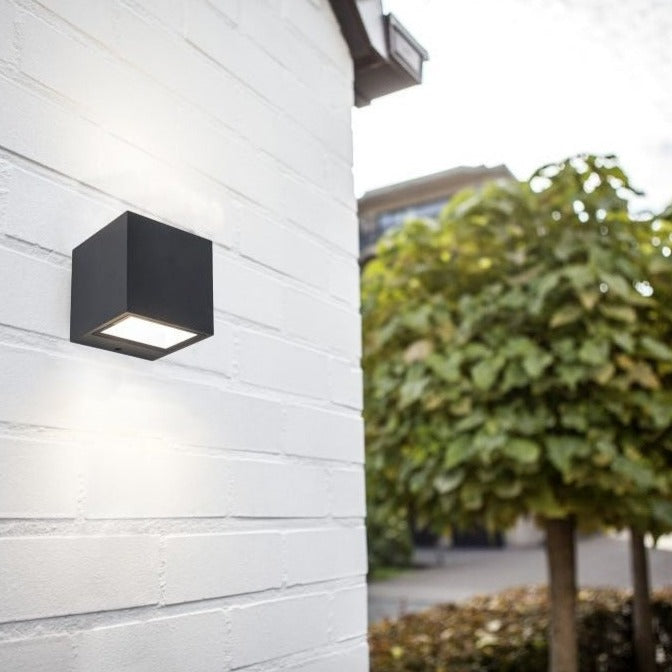 Buy Lutec Gemini Outdoor LED Down Wall Light In Matt Black